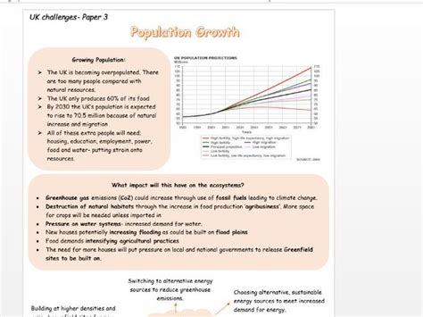 Edexcel Geography Paper UK Challenges Teaching Resources