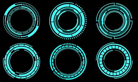 Set Of Sci Fi Circle User Interface Elements Technology Futuristic