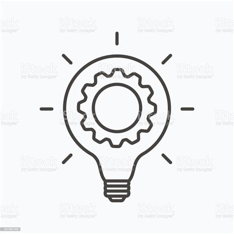 혁신 얇은 라인 기호 톱니 바퀴와 램프 전구 아이콘 혁신 로고 벡터 일러스트레이션 Eps10 0명에 대한 스톡 벡터 아트 및 기타 이미지 Istock