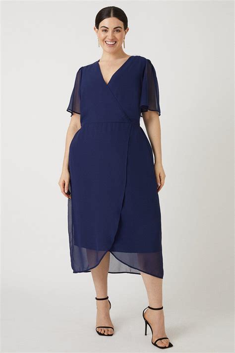 Dresses Curve Navy Wrap Dress Wallis