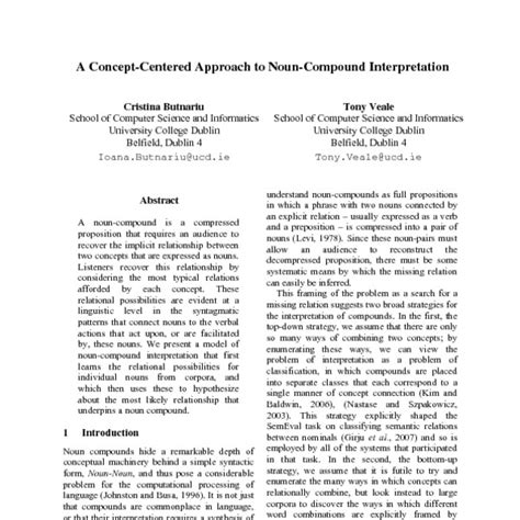 A Concept Centered Approach To Noun Compound Interpretation Acl Anthology