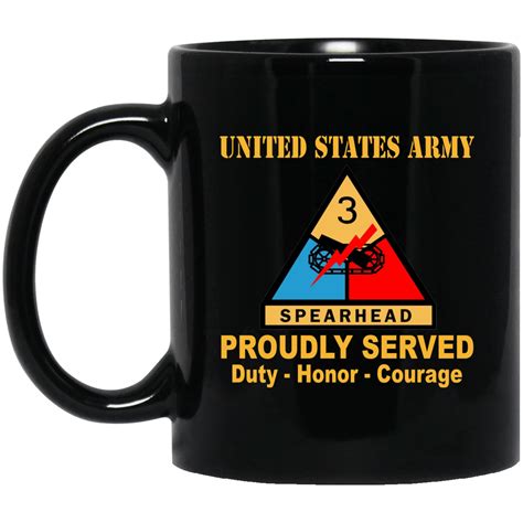 U S Army 3rd Armored Division 11 Oz 15 Oz Black Mug Veteran