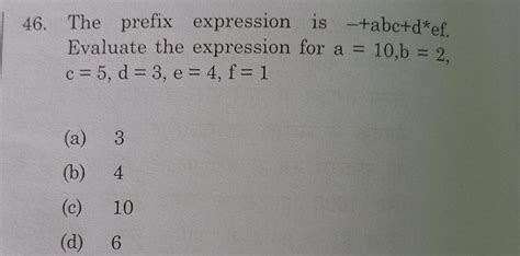 Solved The Prefix Expression Is Abcdef ﻿evaluate The