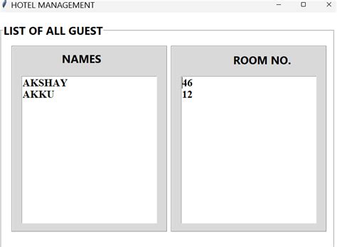 Hotel Management System Using Python Tkinter Gui