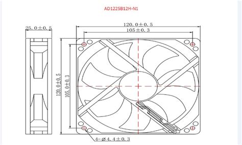 Вентилятор AL1225B-012 (AD1225B12H-N1), [12B][ 0.5А][ 120x120x25мм ...