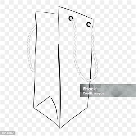 투명 효과 배경에서 로프와 종이 가방의 간단한 벡터 손 그리기 스케치 가방에 대한 스톡 벡터 아트 및 기타 이미지 가방 계산대 구매 Istock