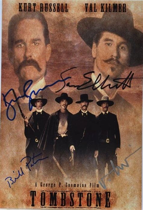 Tombstone Cast Signed Photo X4 Kurt Russell Val Kilmer Sam Elliott