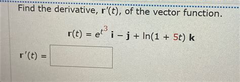 Solved Find The Derivative R T Of The Vector Chegg