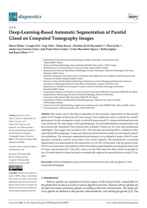 Pdf Deep Learning Based Automatic Segmentation Of Parotid Gland On