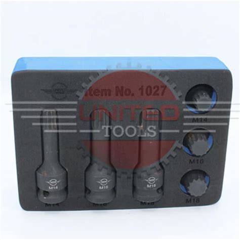 1 2 Impact Spline Bit Sockets M14 M16 M18 Shallow Deep Triple Square 12 Point United Tools Uk