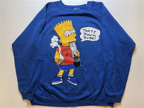Vintage 90s Blue Bootleg Bart Simpson Crewneck Sweate Gem