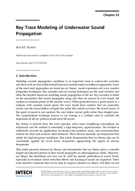 Pdf Ray Trace Modeling Of Underwater Sound Propagation