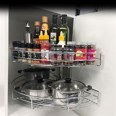 Ahdfy Especiero Giratorio 2 Tier Swing Tray Mueble Esquinero Cocina
