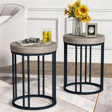 Tribesigns Round End Table Farmhouse Side Table Small Accent Table Nightstand Wooden Circle