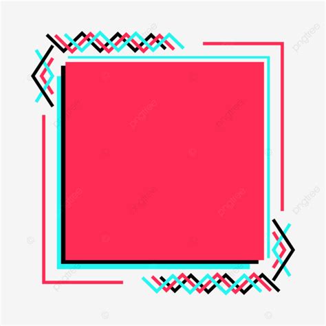Frame Red Blue Square Design Vector Textbox Tiktokborder Label PNG