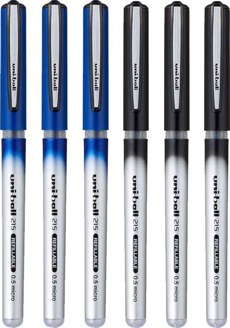 Uni Ball Ub 215 Refillable Liquid Ink 05 Mm Blue And Black Ink Roller