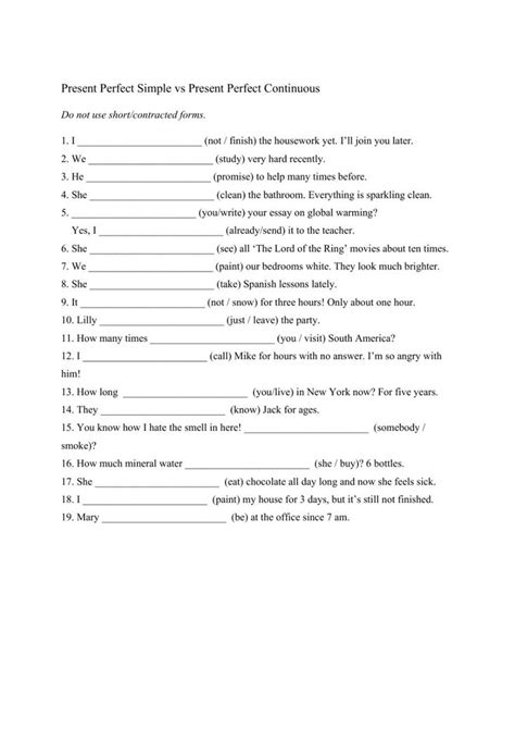 Present Perfect Simple Vs Present Perfect Continuous Interactive