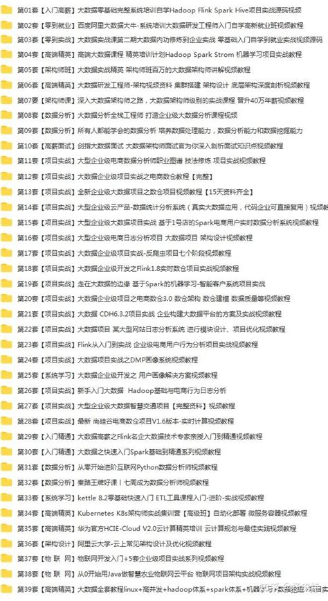 39套大数据云计算物联网技术开发视频 数据分析入门到高级培训教程 知乎