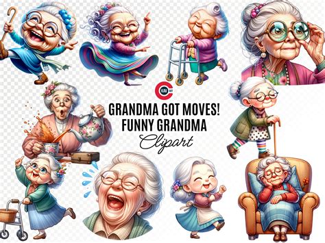 Funny Grandma Clipart Elderly Woman Graphic By Ckavart · Creative