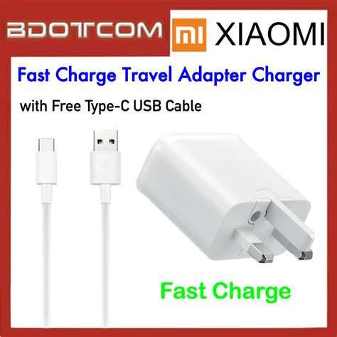 Xiaomi Fast Charge Travel Adapter Charger With TYPE C USB Cable For Xiaomi Poco F2 Pro Redmi 8