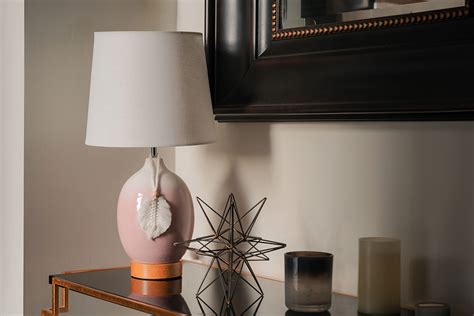 Blush Radiance Ceramic Table Lamp With White Fabric Shade Zonfair