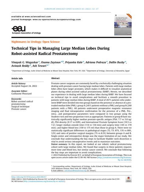 Pdf Technical Tips In Managing Large Median Lobes During Robot Assisted Radical Prostatectomy