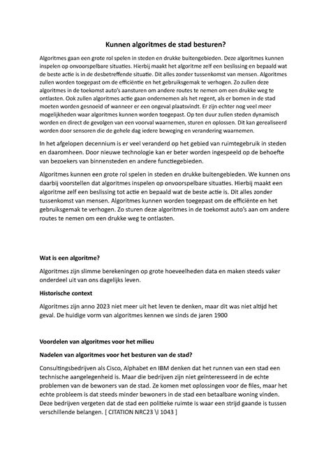 Essay Algoritmes Kunnen Algoritmes De Stad Besturen Algoritmes Gaan Een Grote Rol Spelen In Essay Algoritmes Kunnen Algoritmes De Stad Besturen Algoritmes Gaan Een Grote Rol Spelen In