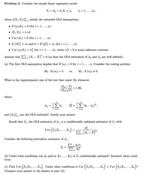 Solved Problem 3 Consider The Simple Linear Regression