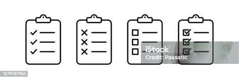 체크리스트 클립보드 벡터 아이콘입니다 흰색 배경에서 격리된 목록 기호 윤곽선을 확인합니다 클립 보드 또는 패드 기호 문서 페이지 품질 테스트 마크 완료 웹사이트 스톡