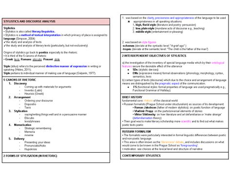 Sda Notes Stylistics And Discourse Analysis Stylistics Stylistics Is