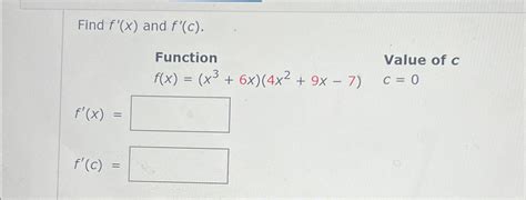 Solved Find F X And F C FunctionValue Of Chegg Com