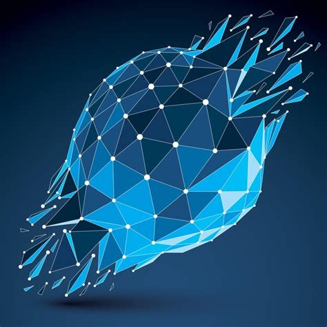 Premium Vector 3d Vector Low Poly Object With Blue Connected Lines And Dots Geometric