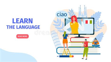 Learn Language Landing Web Page Design Template For Distance Education Online Courses E