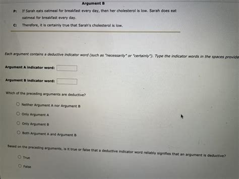 solved each of the following arguments uses deductive