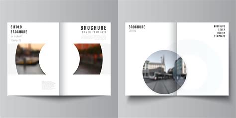 이중 브로셔 전단지 잡지 커버 디자인 책 디자인에 대한 두 개의 A4 커버 모형 템플릿의 벡터 레이아웃 라운드 It 기술에 대한 원 배경 템플릿 최소한의 스타일 2단