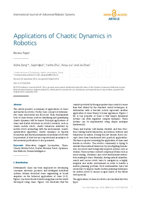 Applications Of Chaotic Dynamics In Robotics