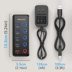 Amazon Com Powered USB Hub Wenter Ports USB Hub Data Transfer Ports Smart Charging