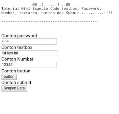 Tutorial HTML Fungsi Textbox Number Password Button Dan Textarea
