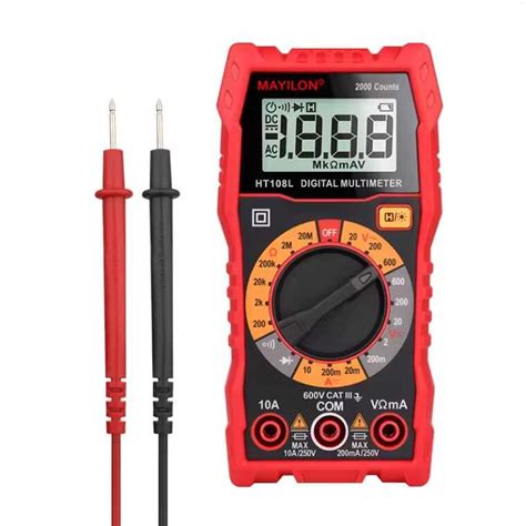 Mayilon HT L Dijital Profesyonel Multimetre Ekran Aydınlatmalı Auto Range V A AC DC
