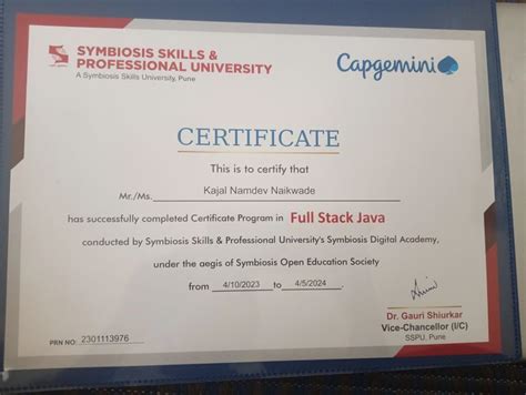 Mskajal Naikwade On Linkedin Certificate Course In Full Stack Java