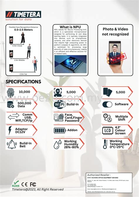 Timetera Tt 53ai Face Recognition And Fingerprint Time Attendance System With Door Access Control