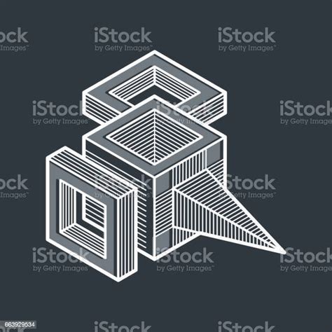 추상적인 벡터 아이소메트릭 차원 모양 기하학적 수치를 사용 하 여 만든 0명에 대한 스톡 벡터 아트 및 기타 이미지 0명 3차원 형태 건설 산업 Istock