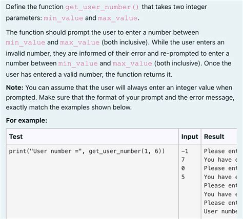 Solved Define The Function Get User Number That Takes Two Chegg Com