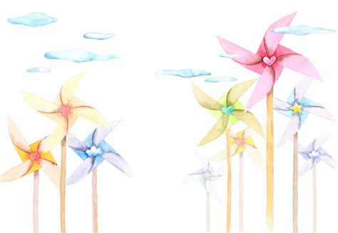 바람개비 구름 바람 봄 감성 사진이미지일러스트캘리그라피 아름다운별작가