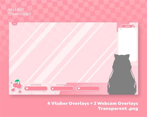 Animated Cute Cherry Lollipop Twitch Kick Premade Stream Overlay