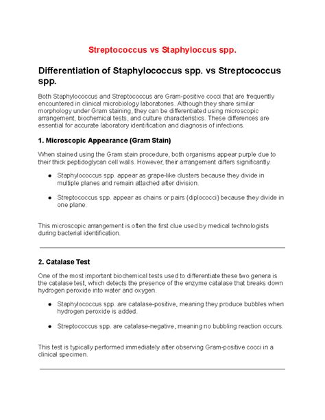 Differentiation Of Staphylococcus Vs Streptococcus Spp In Microbiology