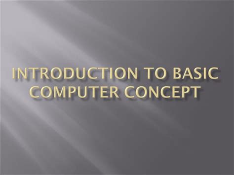 Introduction To Computer Literacy Ppt