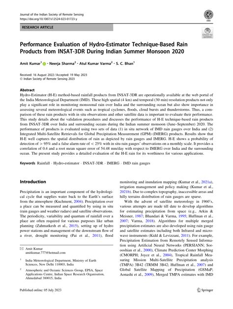 Pdf Performance Evaluation Of Hydro Estimator Technique Based Rain
