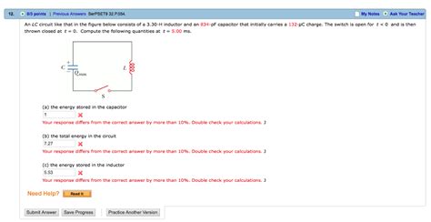 Solved An LC Circuit Like That In The Figure Below Consists Chegg Com