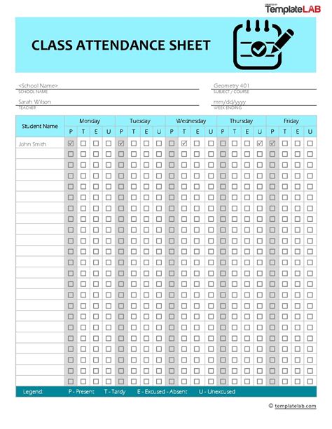 23 Free Printable Attendance Sheet Templates [word Excel]